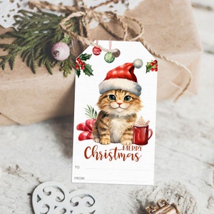 Printable Christmas Tags, Cat Christmas Tags, Holiday Gift Tags ...