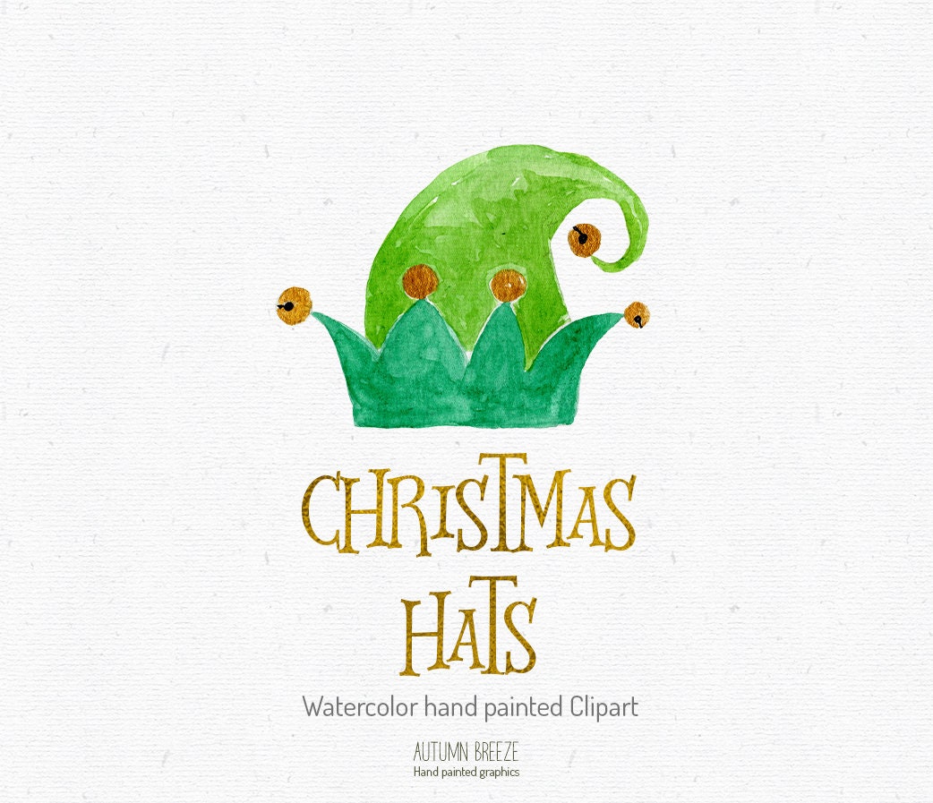 Christmas Hat Clipart, Watercolor Santa Hat, Holiday Clipart ...