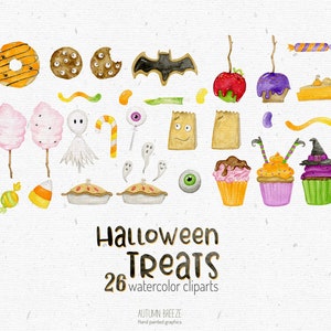 Halloween Clipart Watercolor Clipart Candy Clipart - Etsy