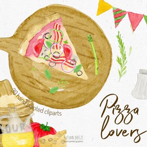 Watercolor Pizza Clipart Pizza Party Clip Art Food Clipart Watercolor ...
