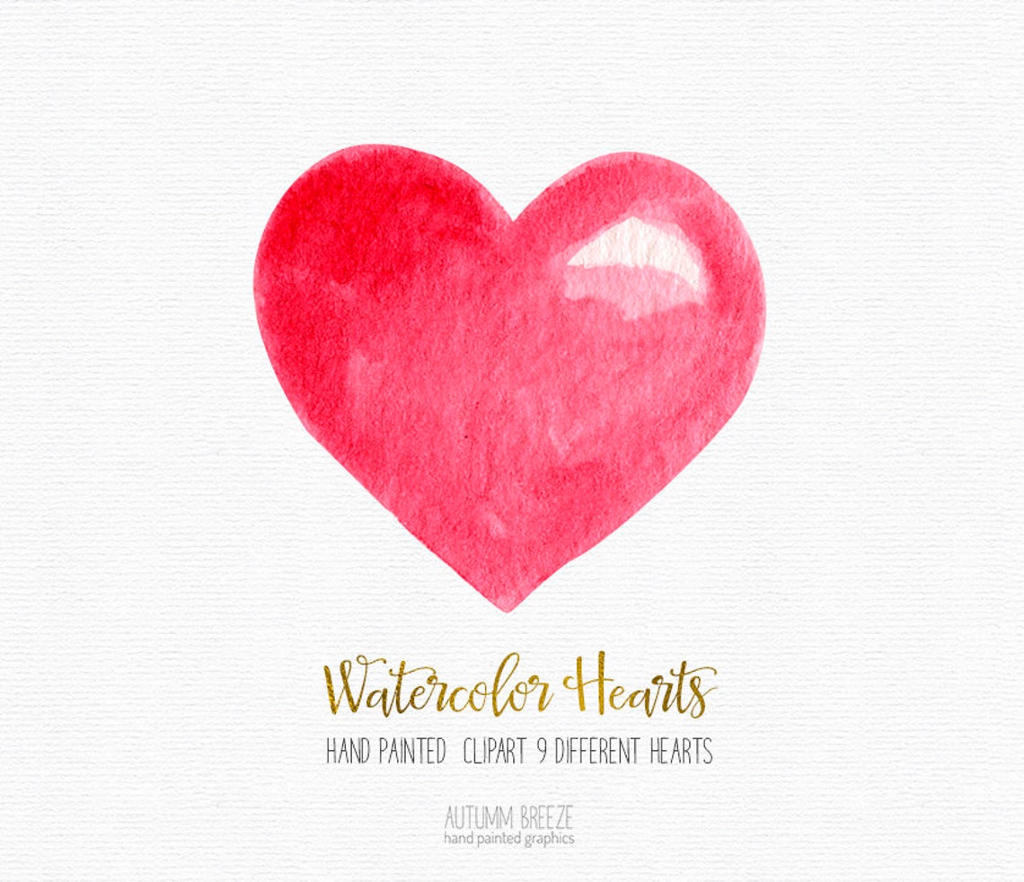 Heart Watercolor Clipart Heart Clipart Valentines Day | Etsy