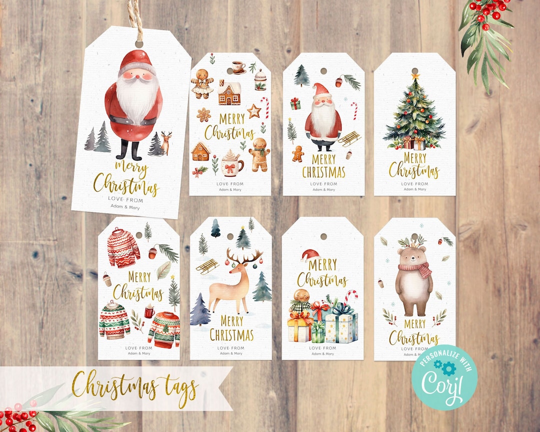 Editable Christmas Tags, Santa Gift Tags, Christmas Printable, Holiday ...