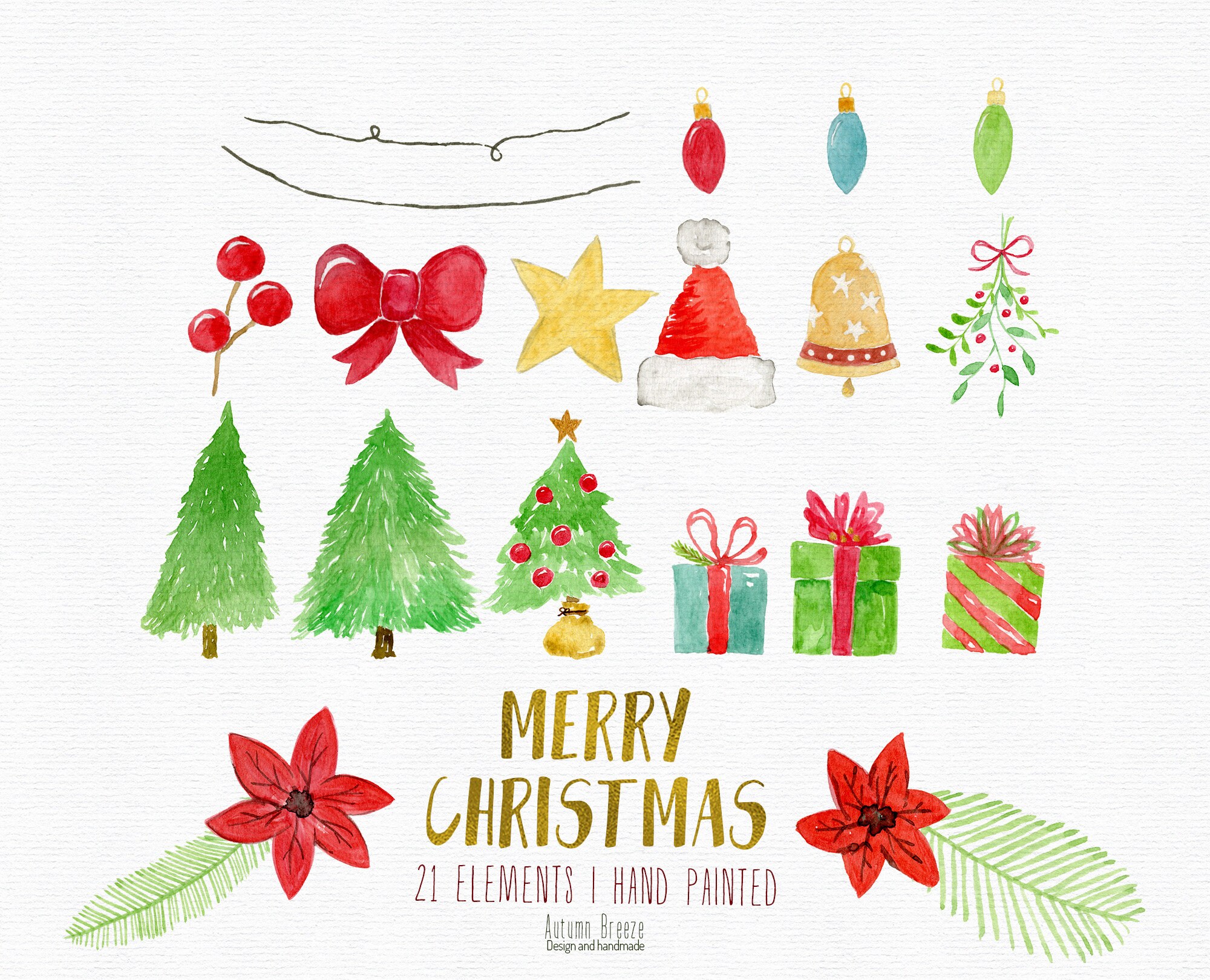 Christmas Watercolor Clipart Christmas Clipart Christmas | Etsy