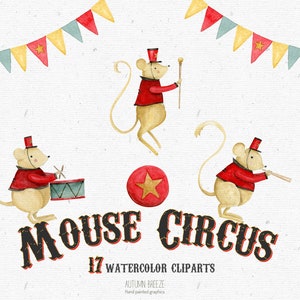 Watercolor Circus Mouse Clipart Carnival Clipart Watercolor - Etsy