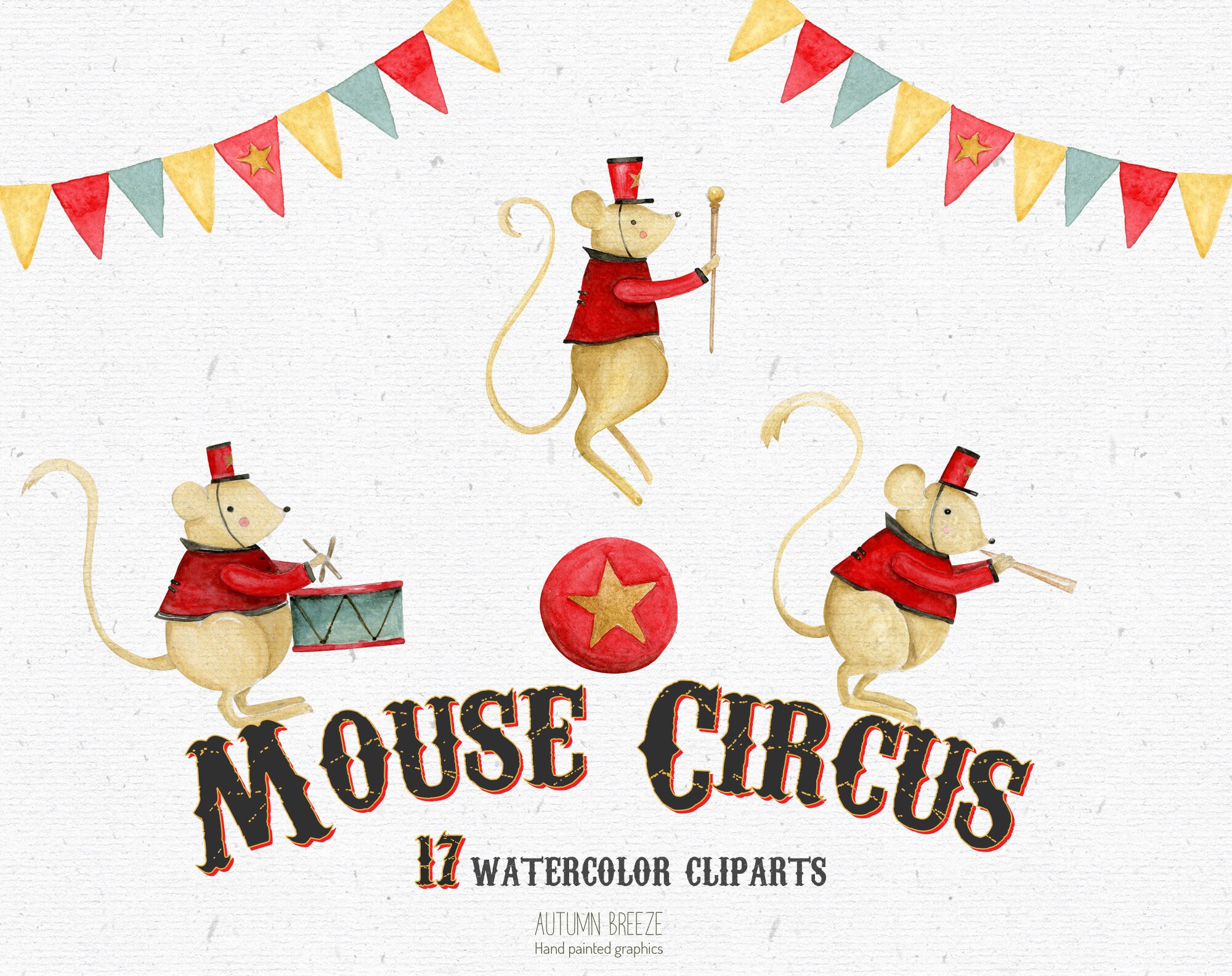 Watercolor Circus Mouse Clipart Carnival Clipart Watercolor | Etsy