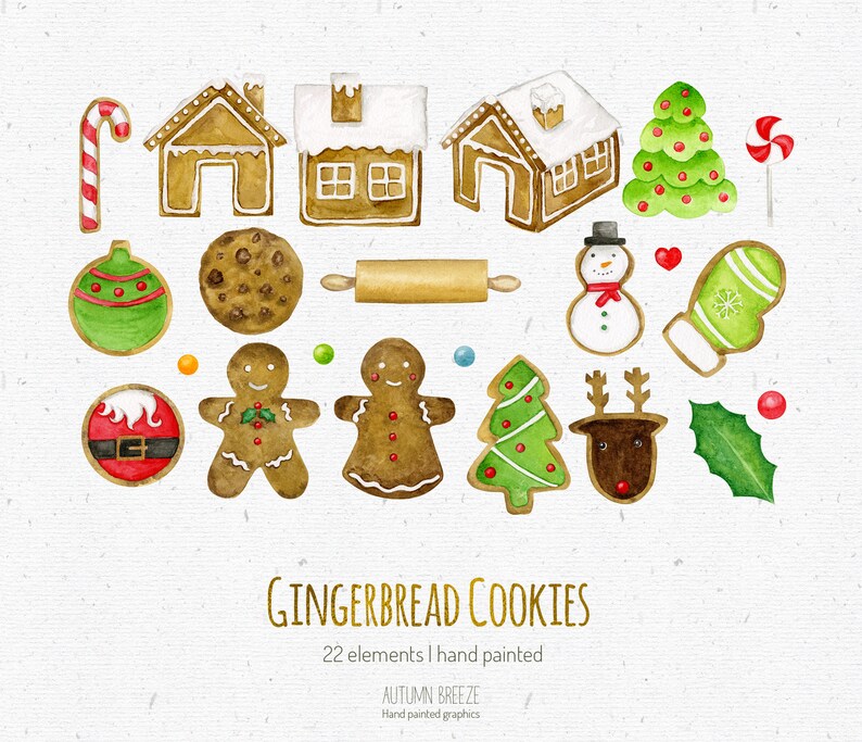Watercolor Christmas cookies gingerbread cookies Christmas | Etsy