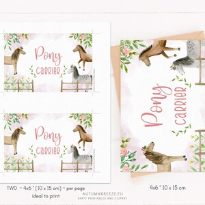 Pony Carrier Label for Gable Box, Adopt a Pony, Favor Box Label ...