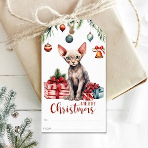 Printable Christmas Tags, Cat Christmas Tags, Holiday Gift Tags ...