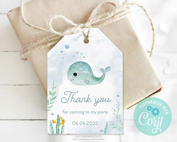 Baby Whale Printable Tag / Editable Tag / Favor Tags / | Etsy