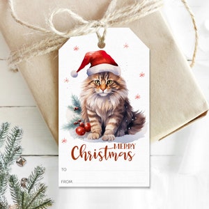 Printable Christmas Tags, Cat Christmas Tags, Holiday Gift Tags ...
