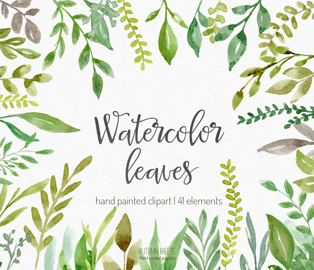 Watercolor Leaves Clipart Watercolor Clipart Greenery - Etsy