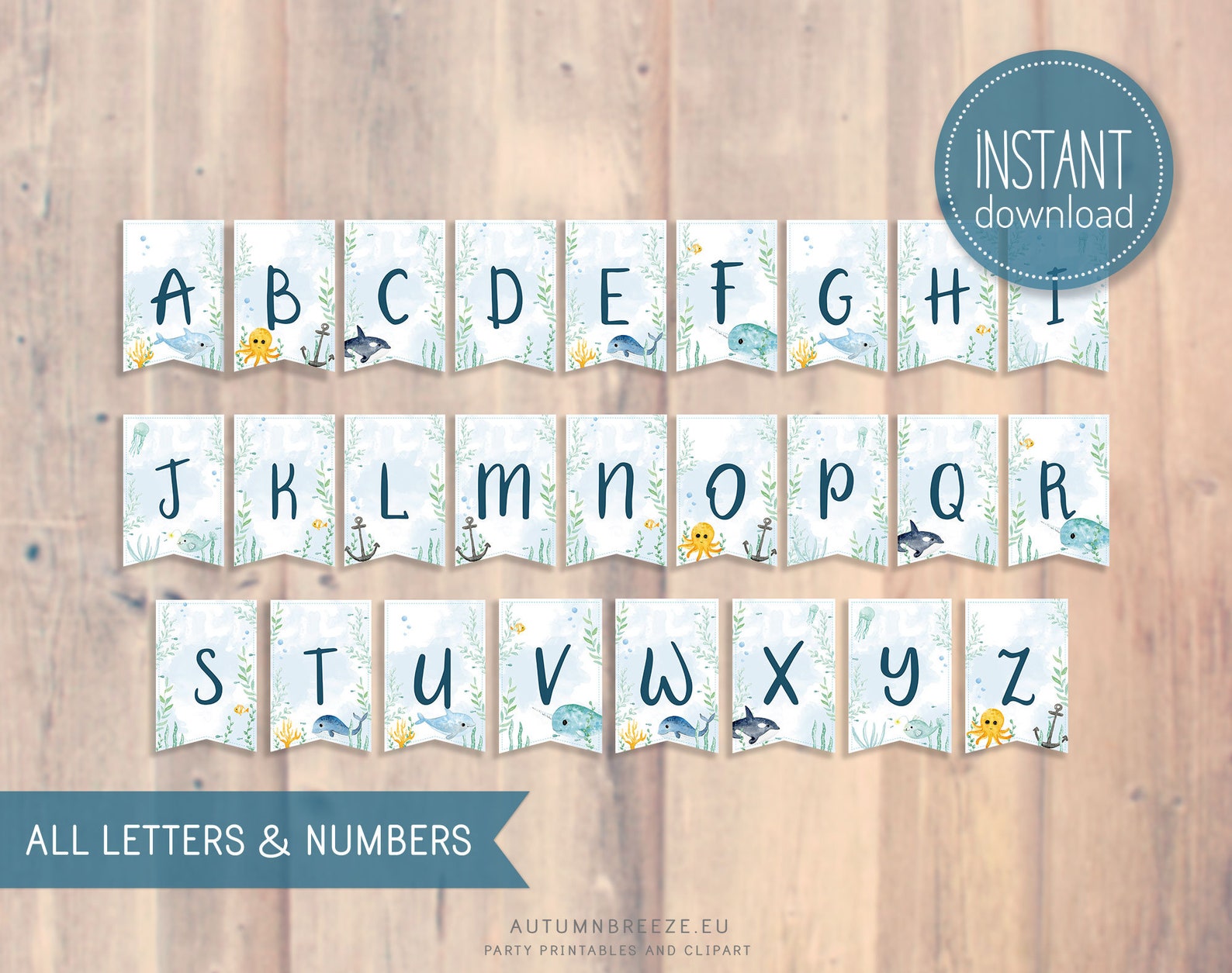 Alphabet Banner With Under the Sea Theme / Birthday Banner With All ...