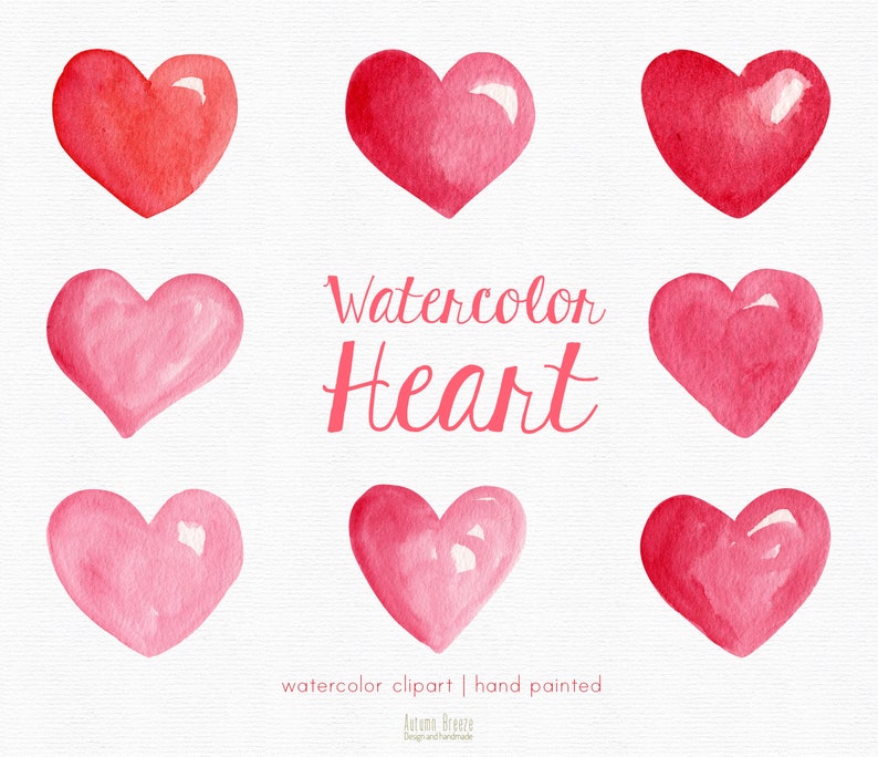 Heart Watercolor Clipart Heart Clipart Valentines Day | Etsy