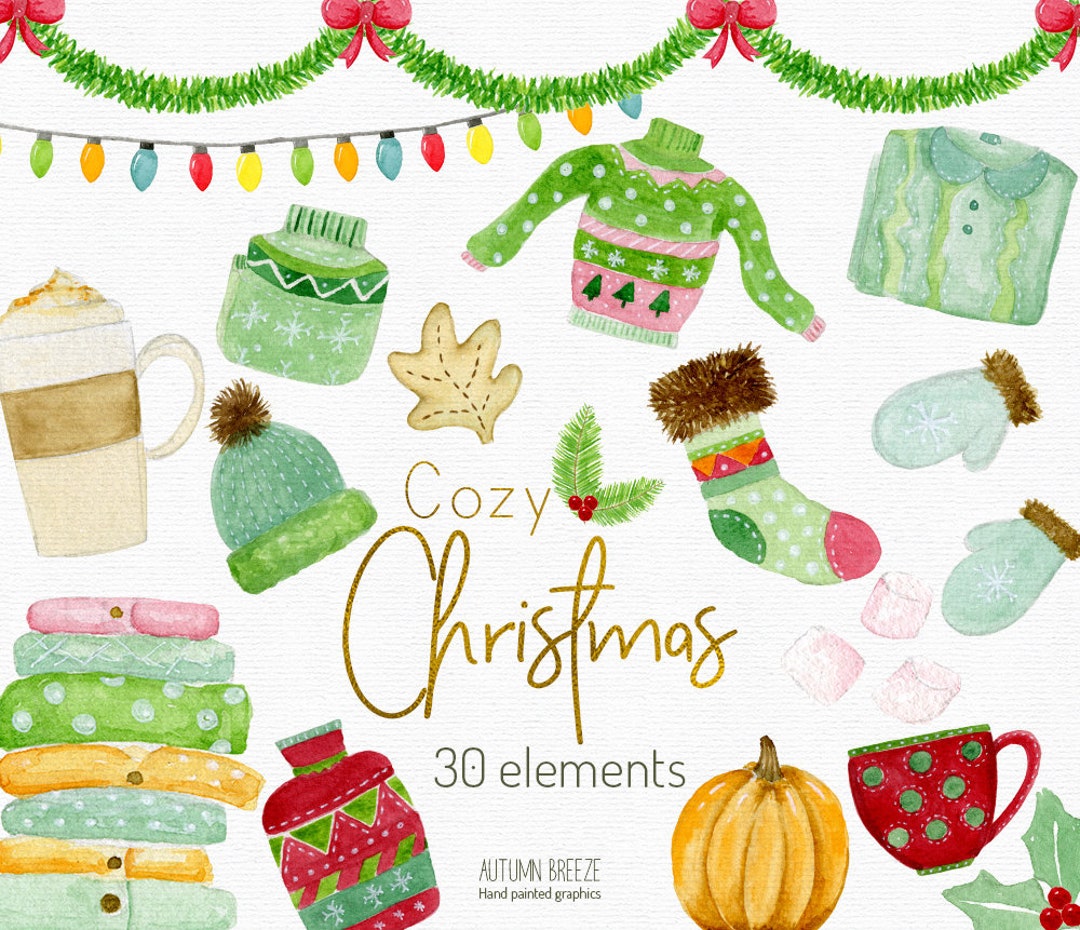 Watercolor Christmas Clipart, Christmas Clip Art, Holiday Clipart ...