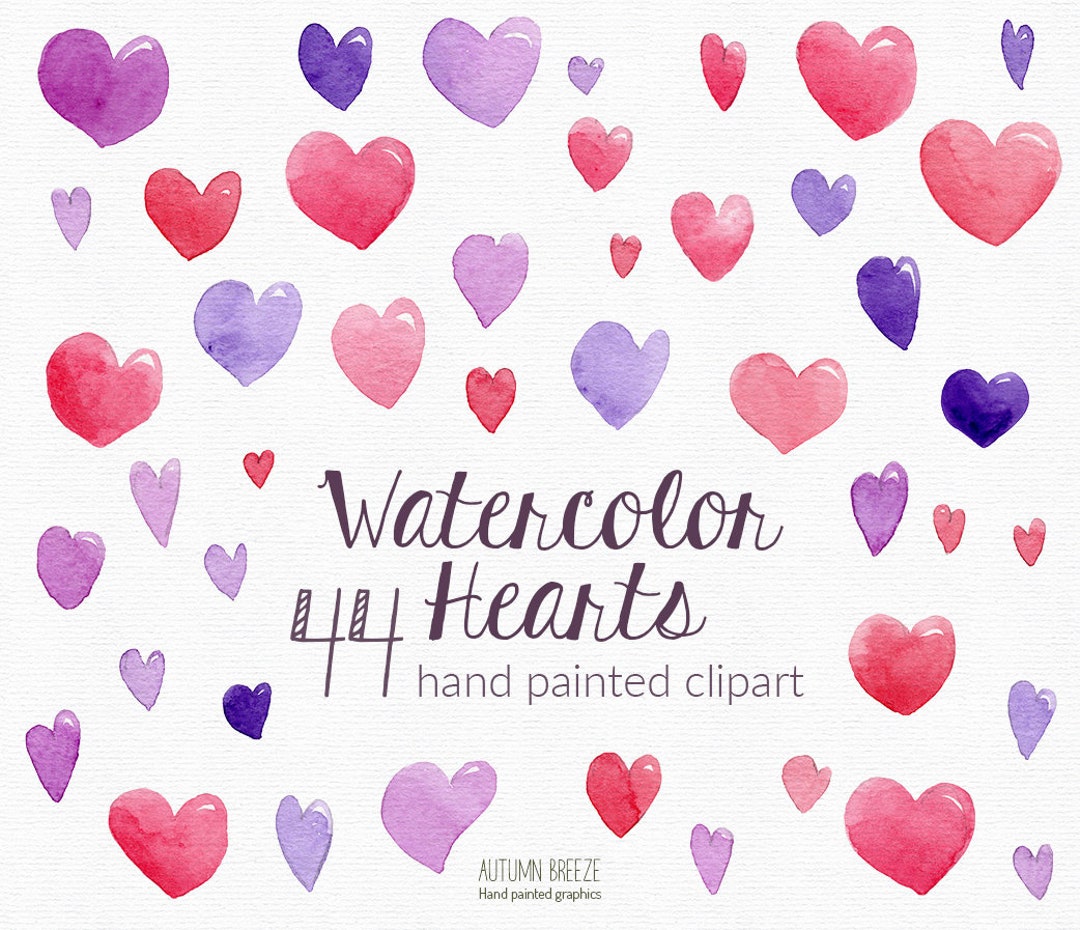 Heart Clipart, Watercolor Hearts Clip Art, Valentines Day Clipart, Love ...