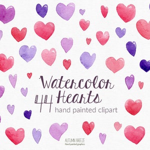 Heart Clipart, Watercolor Hearts Clip Art, Valentines Day Clipart, Love ...