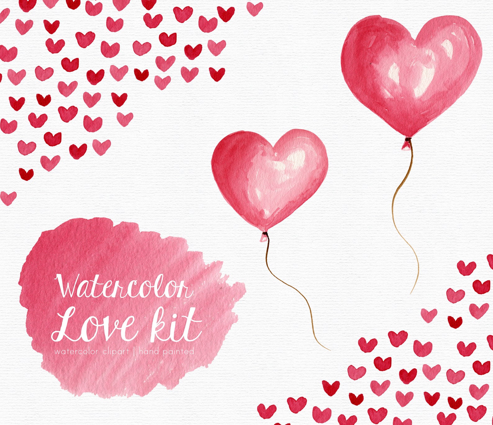 Love Watercolor Clipart Heart Clipart Valentines Day | Etsy