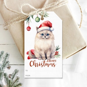 Printable Christmas Tags, Cat Christmas Tags, Holiday Gift Tags ...
