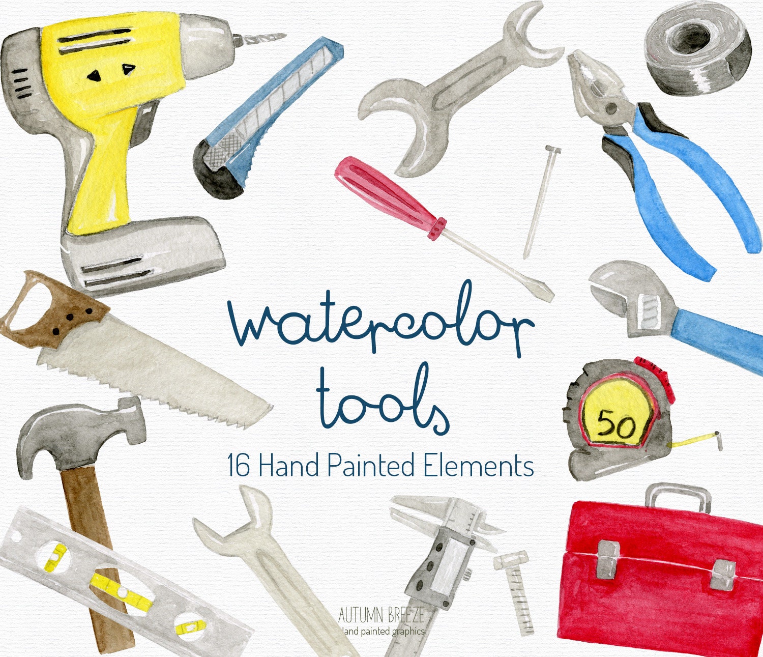 Tools clipart watercolor tools clipart toolbox clip art | Etsy