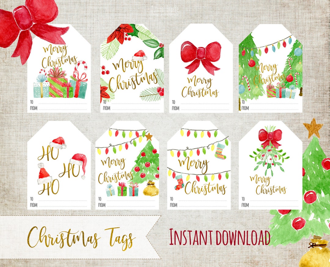 Printable Christmas Tags, Holiday Gift Tags, Christmas Printable ...