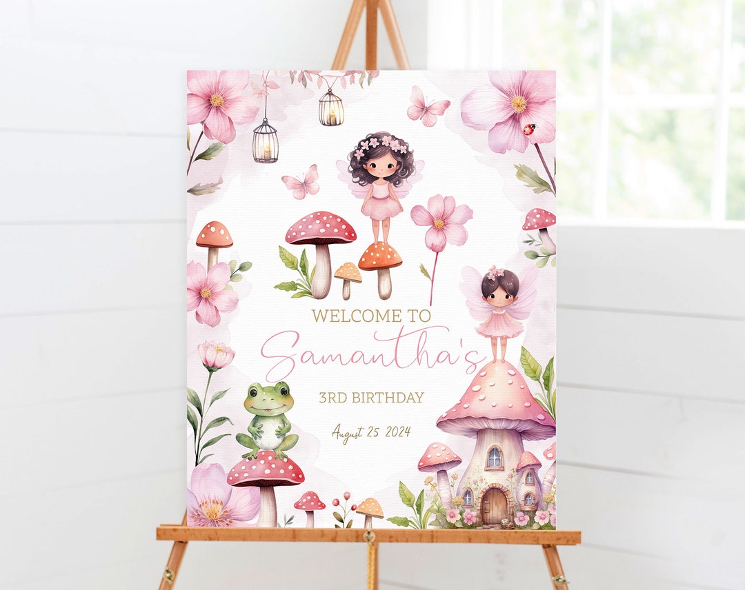 Fairy Welcome Sign, Fairy Birthday Party, Enchanted Garden Theme Party ...