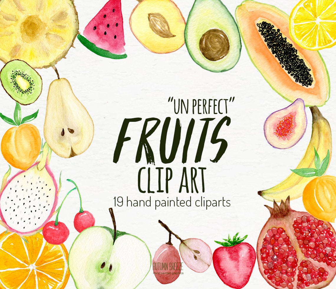 Watercolor Fruit Clipart Food Clip Art Hand Painted - Etsy