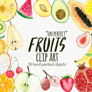 Watercolor Fruit Clipart, Food Clip Art, Hand Painted, Healthy, Fruits ...