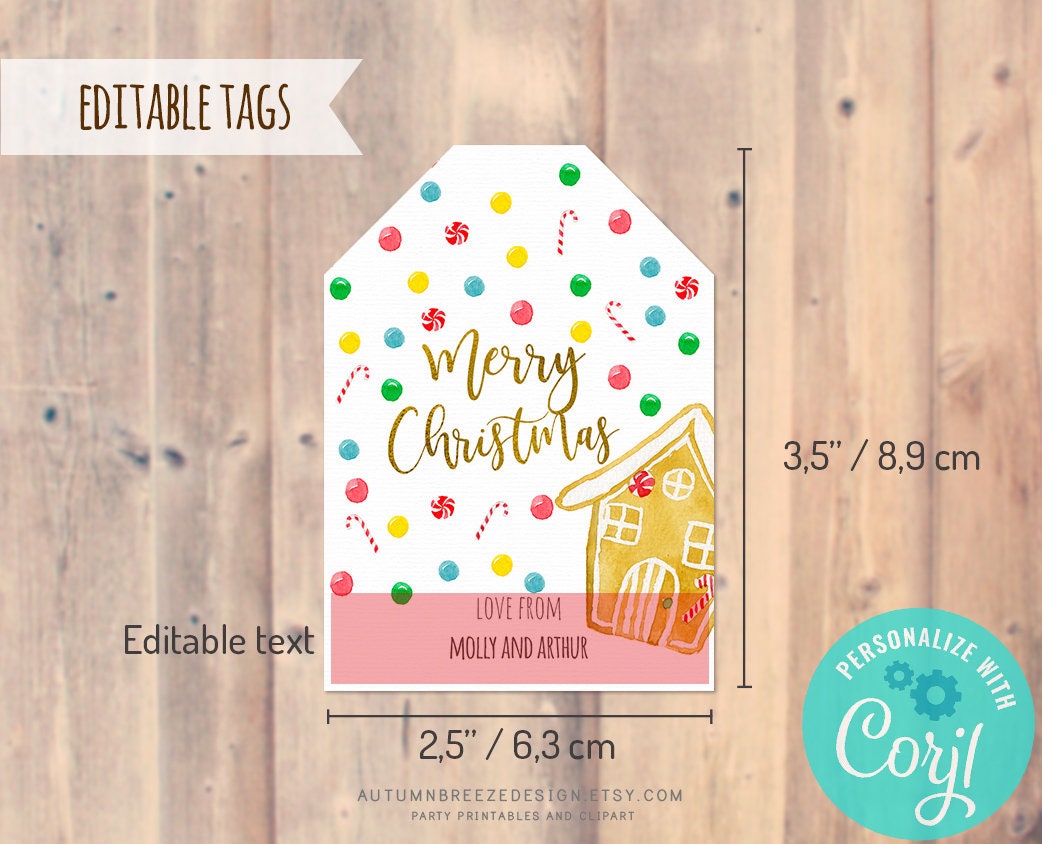 Editable Holidays Christmas Tags, Gift Tag, Cookie Tags, Printable Tags ...