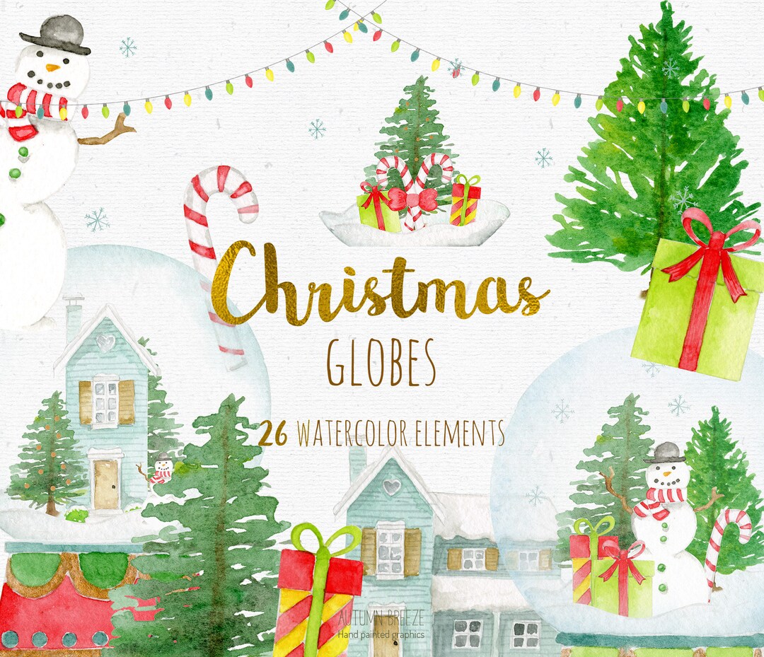 Watercolor Christmas Globes, Snow Globe Clipart, Christmas Clip Art ...