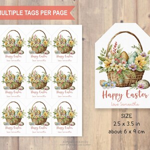 Editable Easter Basket Tags Printable Tags Instant Download - Etsy