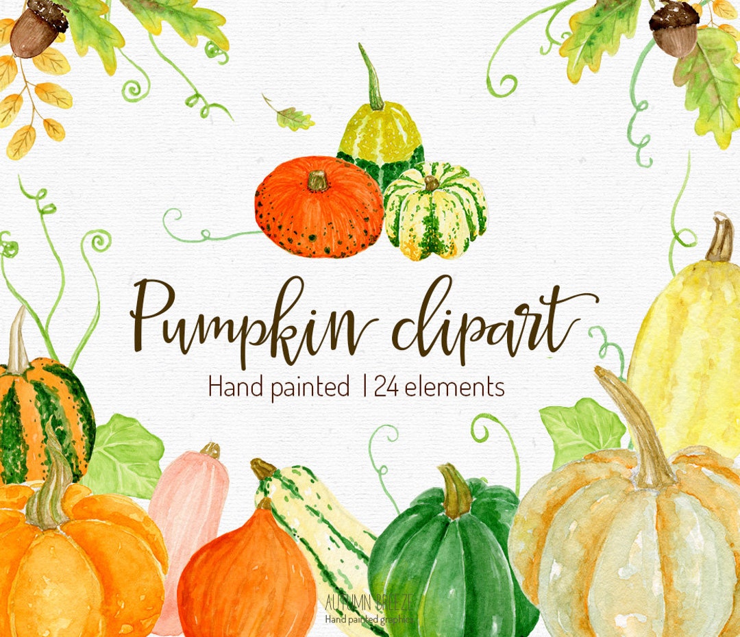 Watercolor Pumpkin Clipart, Fall Clipart, Pumpkin Clipart, Thanksgiving ...