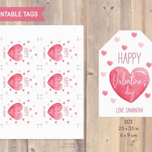 Editable Valentines Tag, Printable Tags, Class Valentines, Gift Tags ...