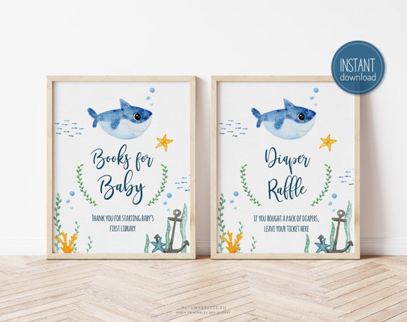 Diaper Raffle and Bring a Book Sign Baby Shower Games Baby | Etsy