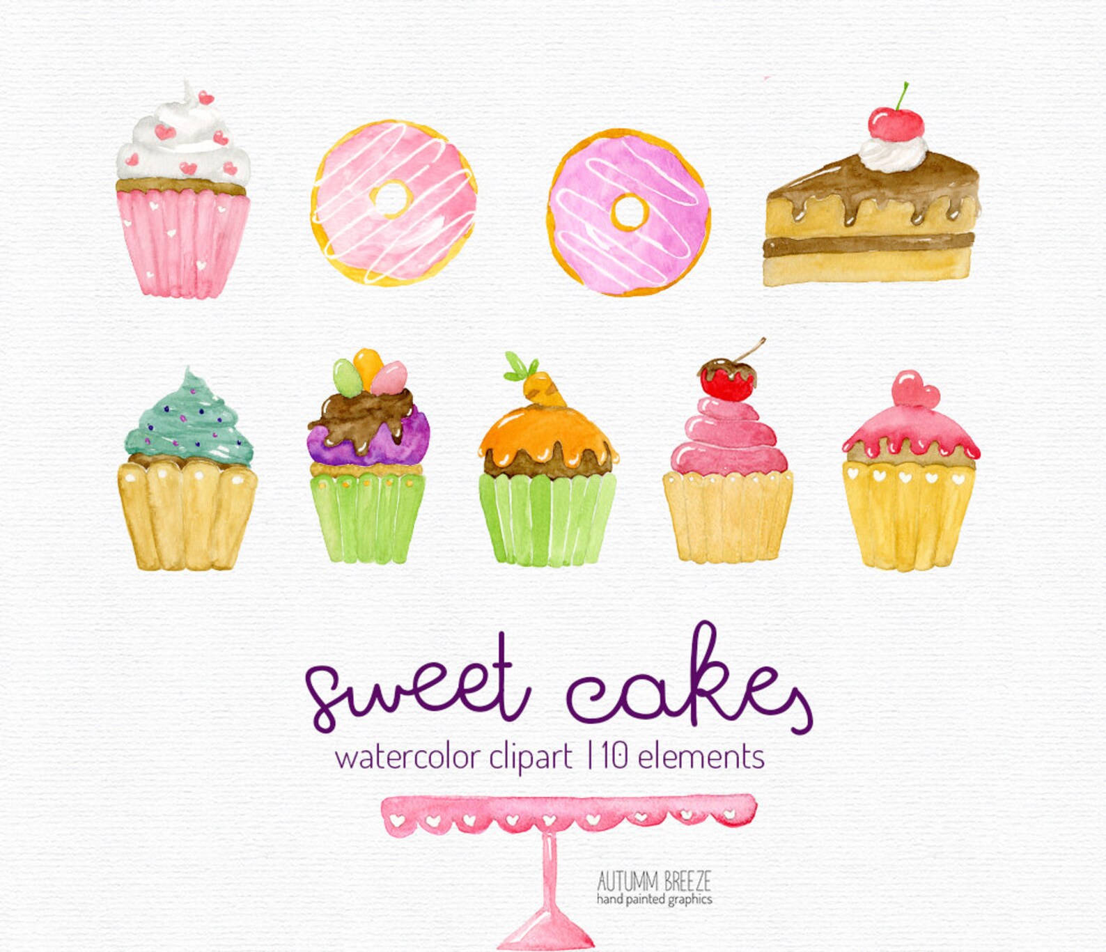 Watercolor Cupcake Clipart Watercolor Clipart Food Clipart - Etsy