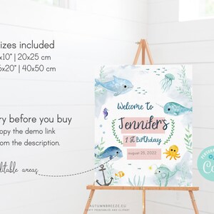 Welcome Sign, Birthday Party, Under the Sea, Printable Sign, TEMPLATE ...