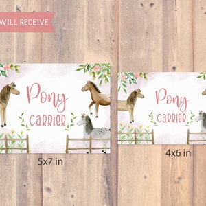 Pony Carrier Label for Gable Box, Adopt a Pony, Favor Box Label ...