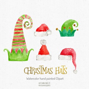 Christmas Hat Clipart, Watercolor Santa Hat, Holiday Clipart ...