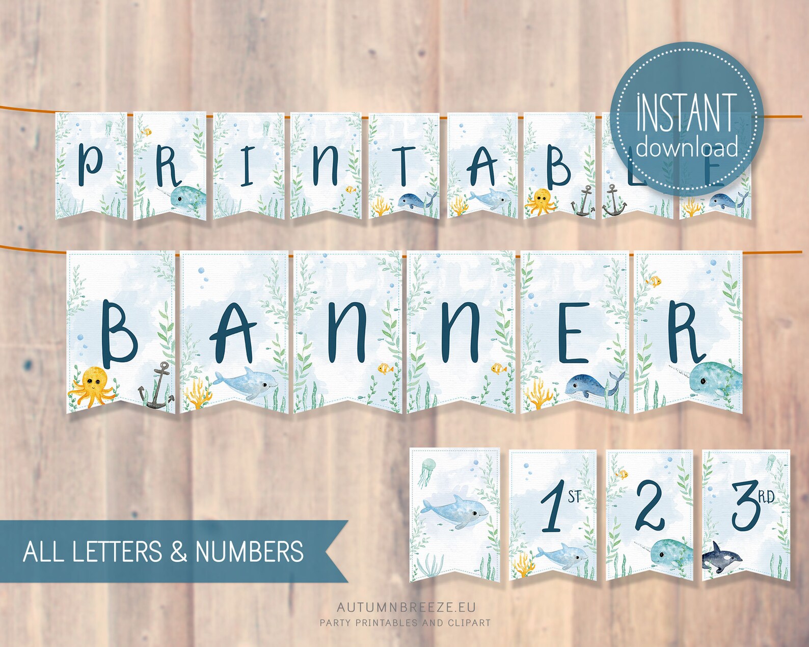 Alphabet Banner With Under the Sea Theme / Birthday Banner With All ...