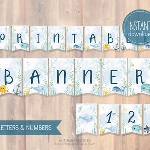 Alphabet Banner With Under the Sea Theme / Birthday Banner With All ...