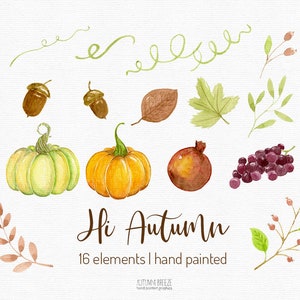 Watercolor Fall Clipart, Autumn Clipart, Watercolor Pumpkin, Halloween ...