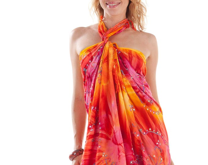 Womens Handmade Sarong by Bali Artisans Embroidered Tie Dye - Etsy
