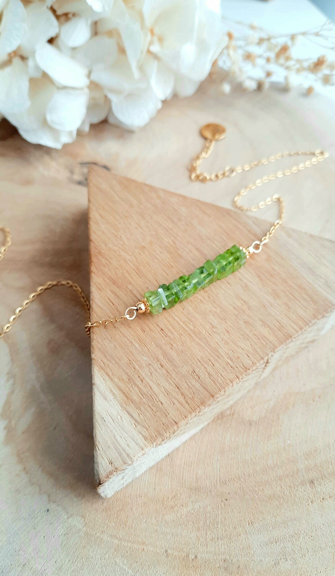 Peridot Necklace Women's Gold Stainless Steel Necklace and Natural ...