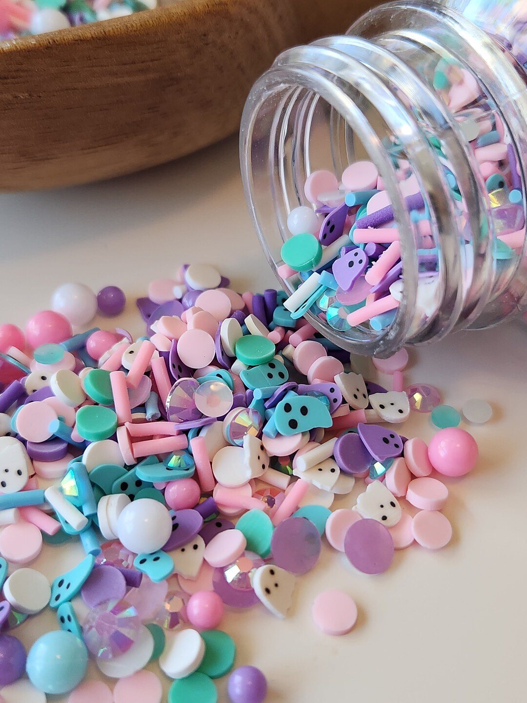 Halloween Fake Sprinkles | Pastel Ghosts Faux Sprinkles | Polymer Clay ...
