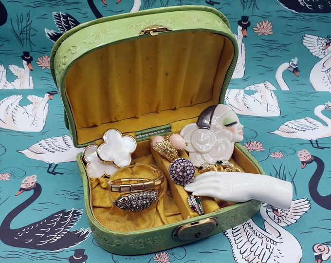 Vintage CELLULOID "jewels" JEWELRY BOX With Three Compartments ...