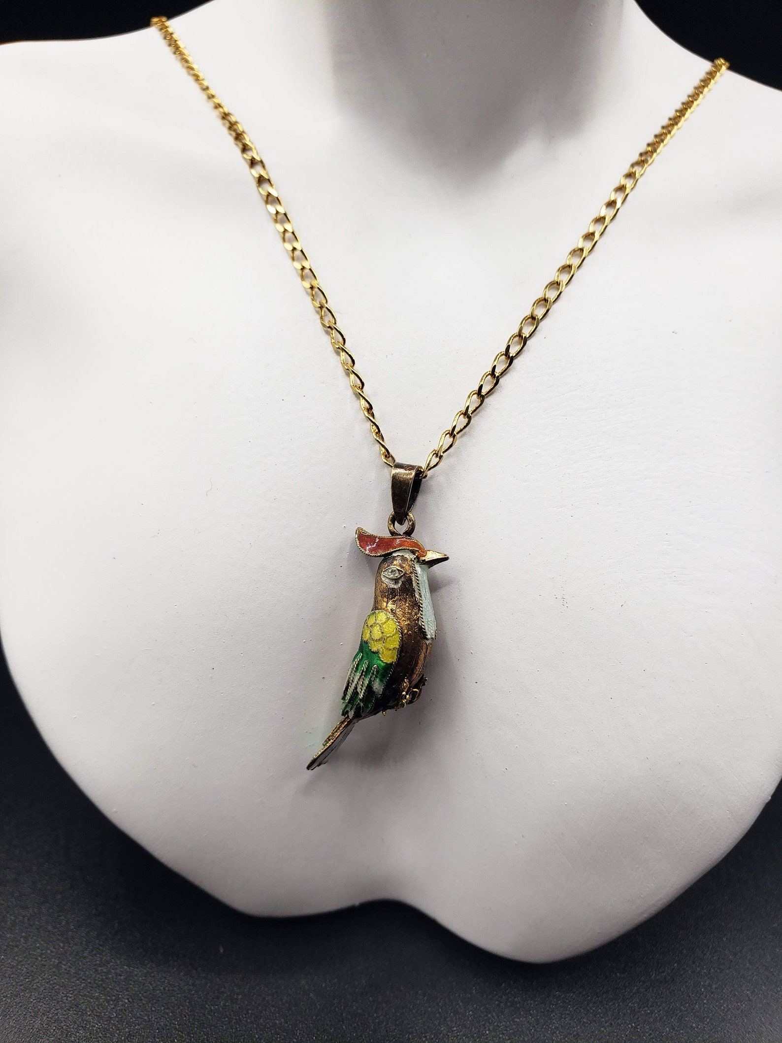 Vintage SILVER and Enamel Bird / PARROT CHARM / Hand-enameled - Etsy