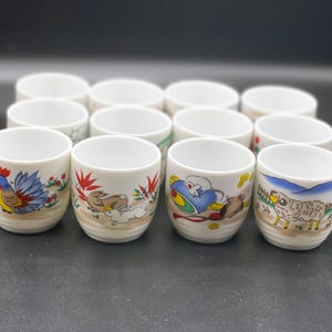 1950s Vintage JAPANESE SHOT GLASSES With Humourous Shot Glasses With a ...