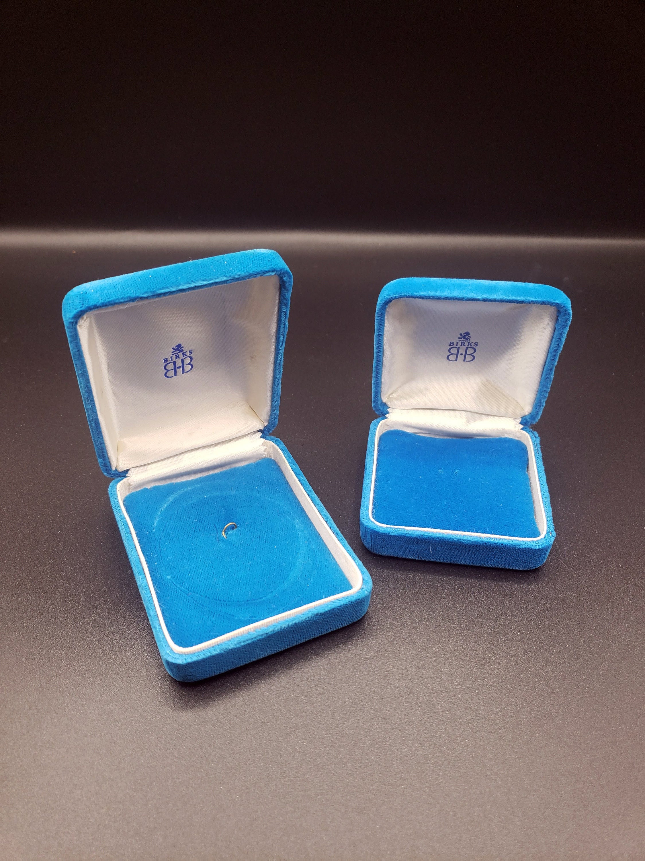 Vintage BIRKS BLUE BOX Velvet Jewelry Boxes / Set of Two Vintage Birks ...