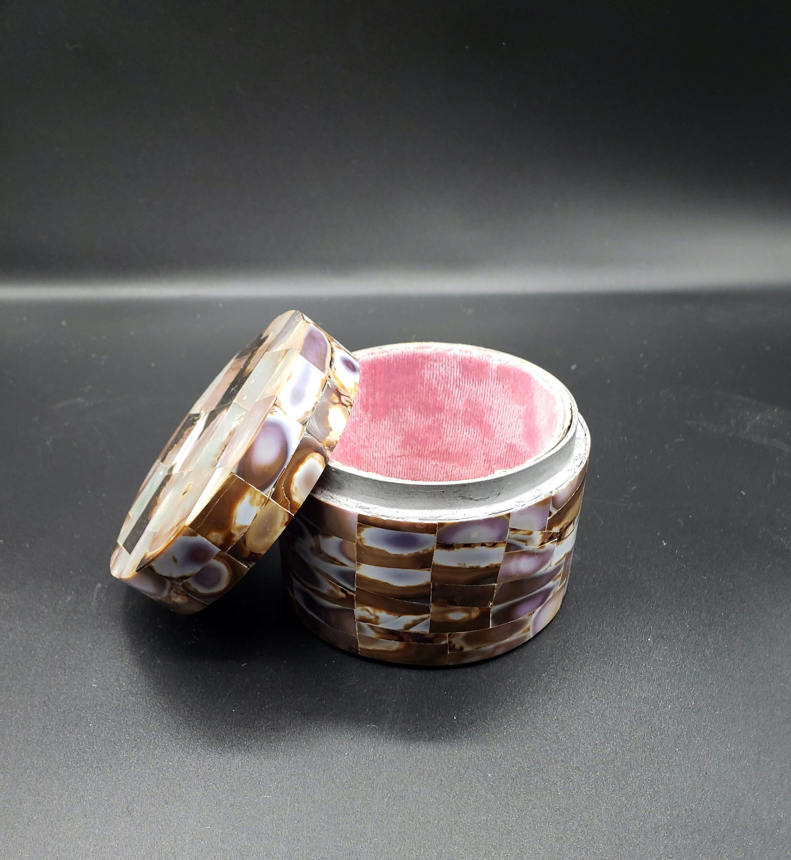Vintage MOP / TORTOISE SHELL Trinket Box With Pink Velvet - Etsy