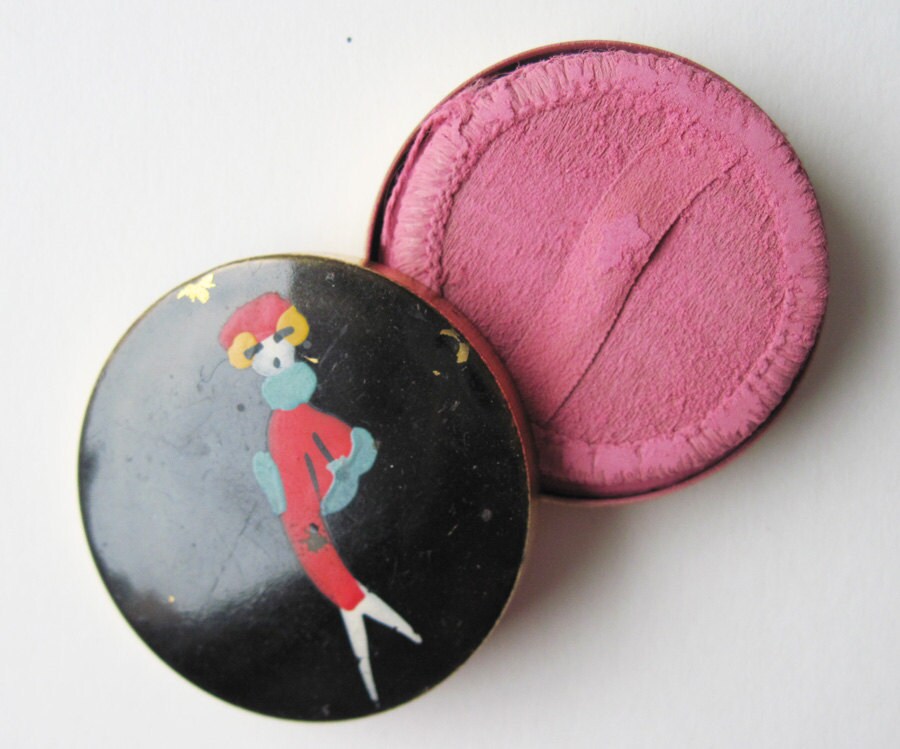 Lot of Two DECO Powder / Rouge Metal Compacts / Containers / REICH-ASH ...
