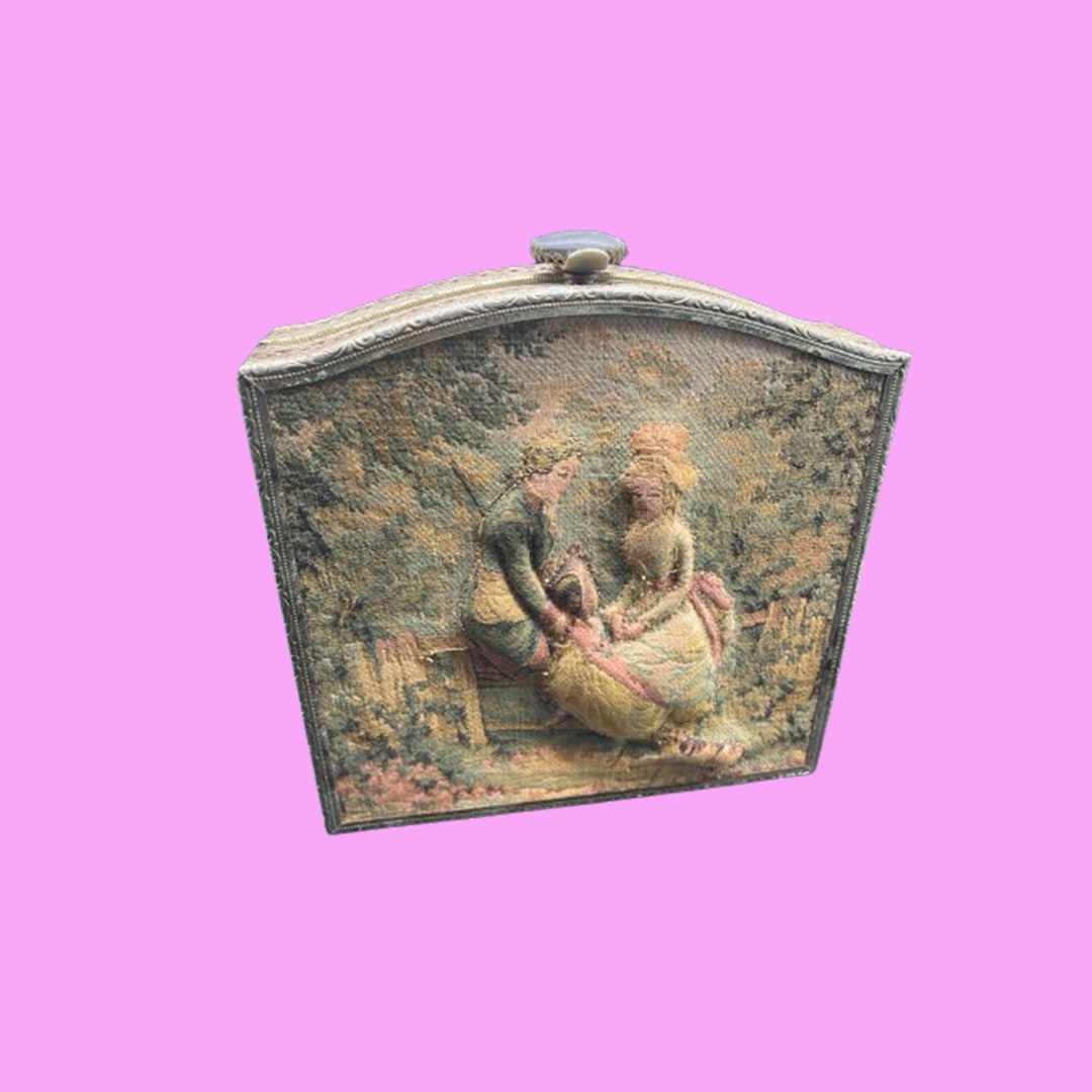 Antique Victorian Puffy Needlepoint Clutch/purse / Pat by Tyrolean 50s ...